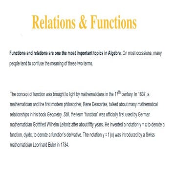 Understanding Sets, Ordered Pairs, Functions, and Relations in ...