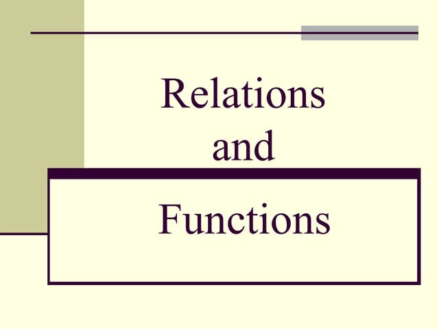 Relations and Functions | PPT