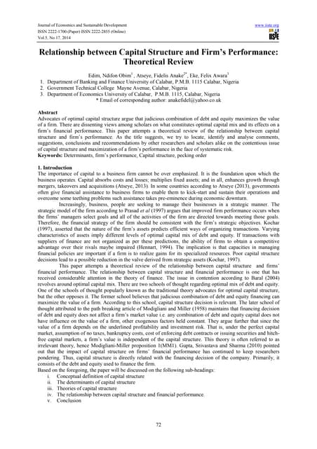 Capital structure and firm performance evidences from | PDF | Stocks and Bonds | Personal Investing