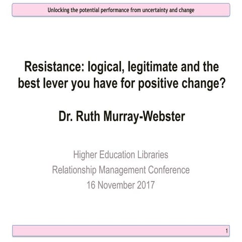 Dr. Ruth Murray-Webster: Resistance: logical, legitimate and the best ...