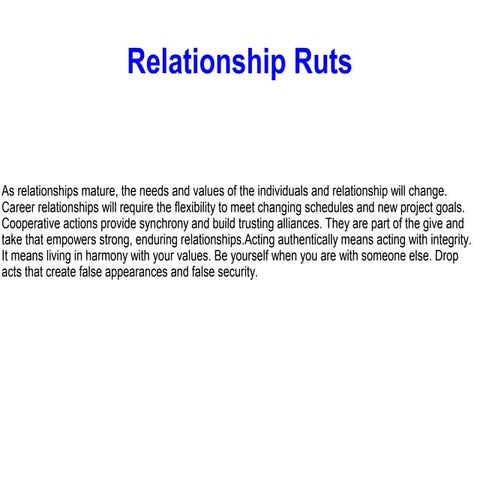 Relationship ruts | PPT