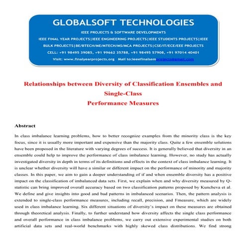 Relationships Between Diversity Of Classification Ensembles And Single Class Docx