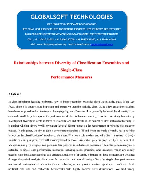 Relationships Between Diversity Of Classification Ensembles And Single Class Docx
