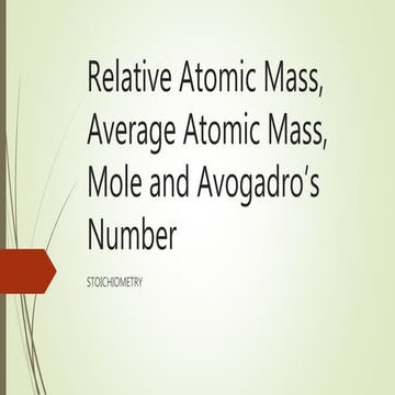 Relative atomic mass, average atomic mass, | PPTX | Chemistry | Science