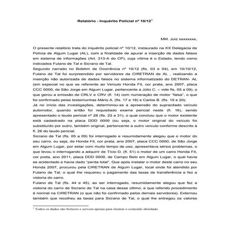 Relatorio inquerito policial | PDF