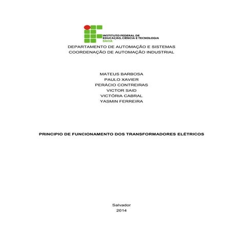 Relatório Transformadores Elétricos | PDF