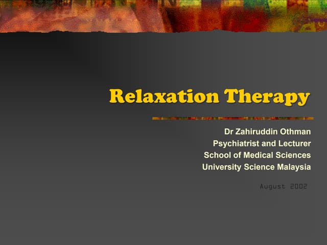 RELAXATION TECHNIQUES | PPTX | Physical Therapy | Wellness