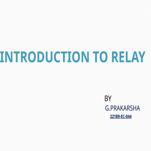 It's about a relay . An electrical component useful in our daily life ...