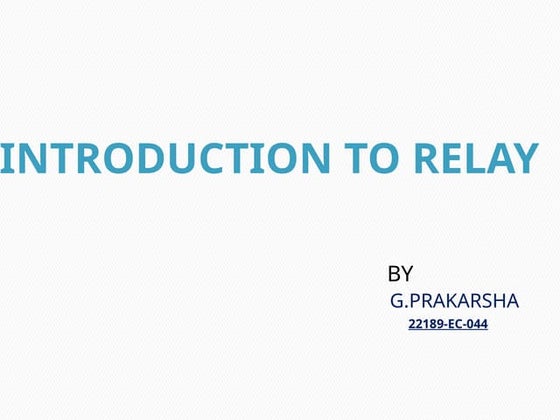 Relays | PPT