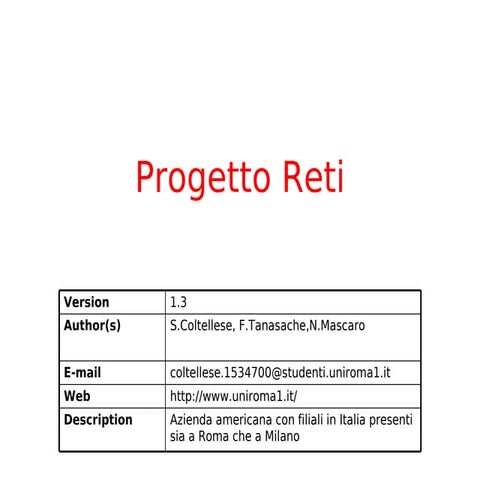 Progetto Netkit | PPT