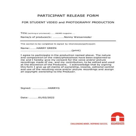 Release form 3 | DOC