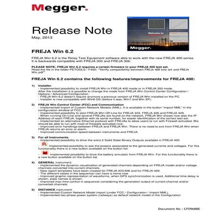 Release note freja win 6.2 | PDF