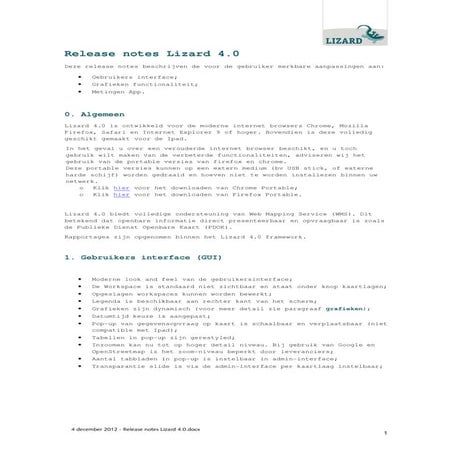 Release notes lizard 4.0 | PDF | Browsers | Computer Software and ...