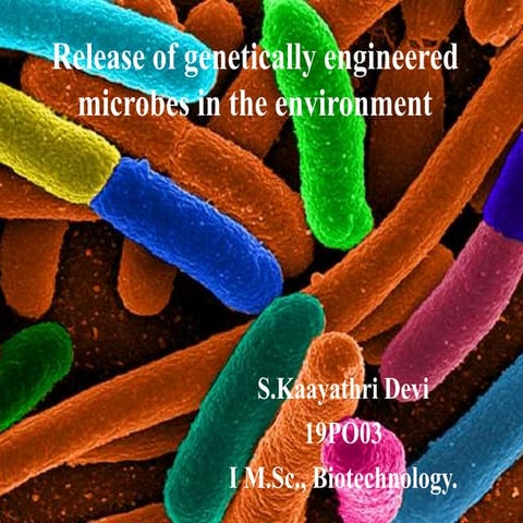 Release of genetically engineered microbes in the enviroment | PPTX