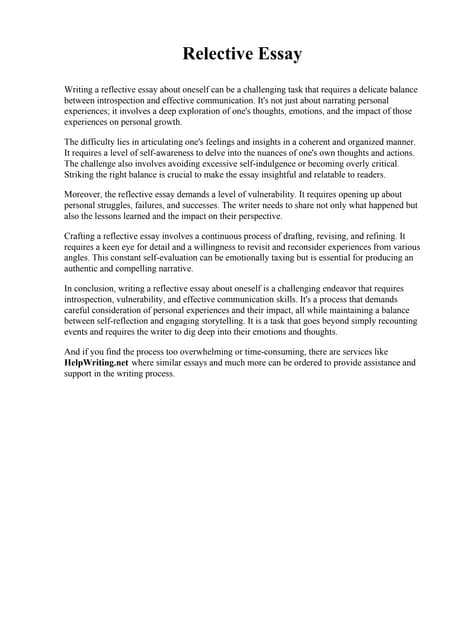 Reflective Writing Essay | PDF
