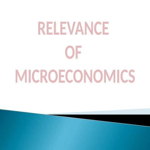 RELEVANCE OF MICROECONOMICS PRESENTATION | PPTX