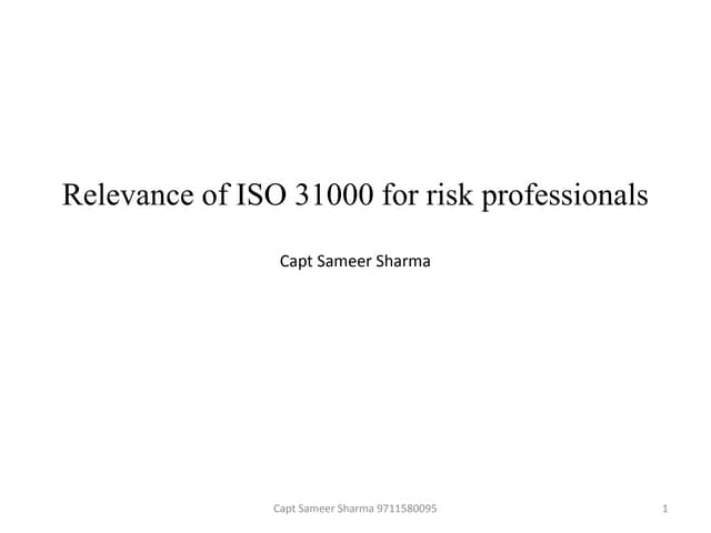 Implementing a Risk Management System based on the ISO 31000 | PPT