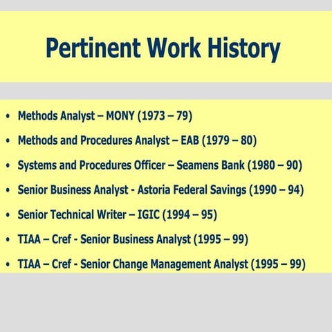 My Work History | PPT