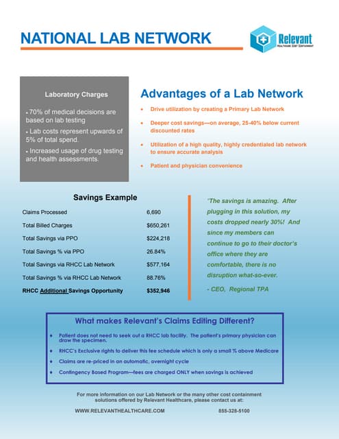 Sample lab savings analysis | PPT