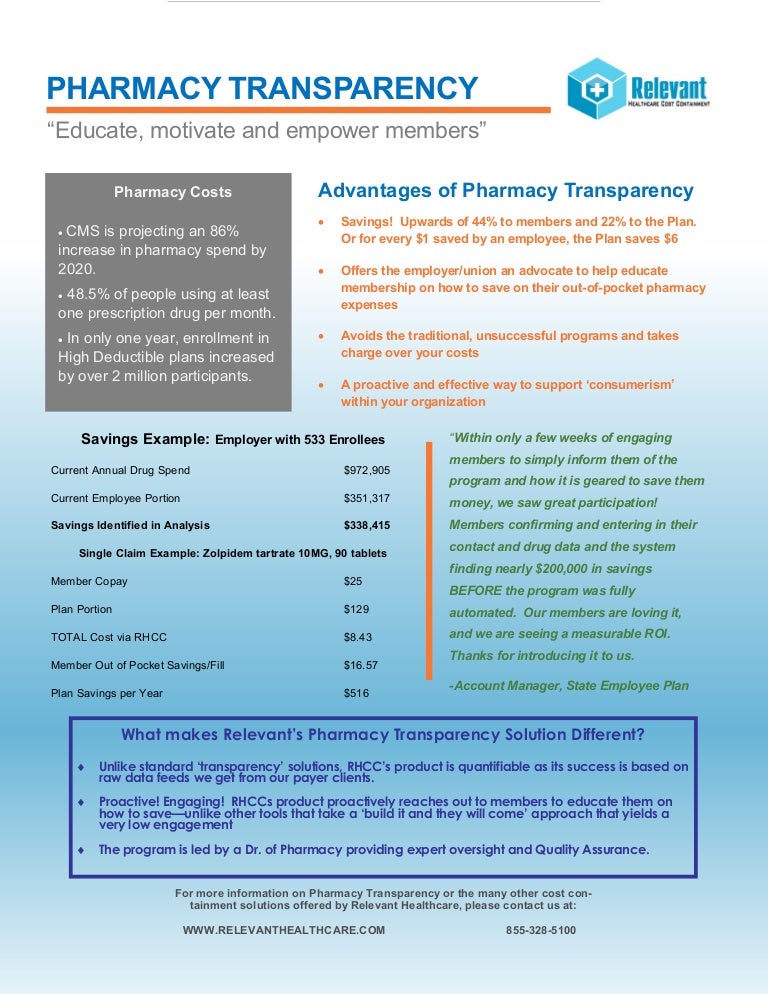Relevant Healthcare's Pharmacy Transparency Tool
