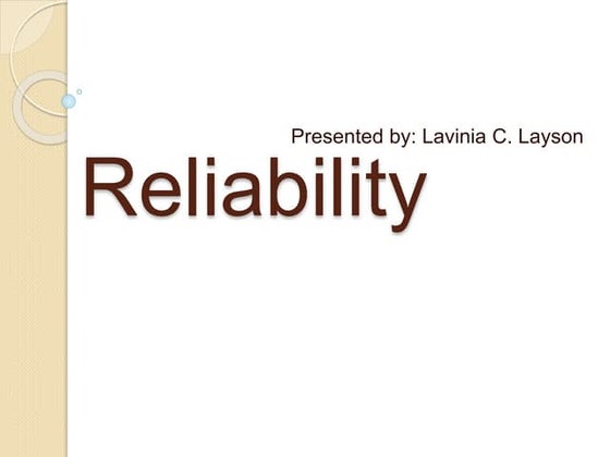 Reliability,maintainability and availability | PPT
