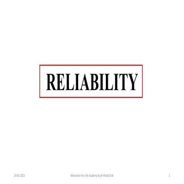 Reliability | PPTX