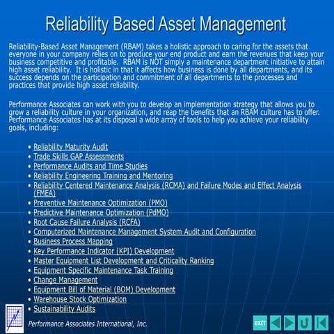 Reliability Based Asset Management Ppt