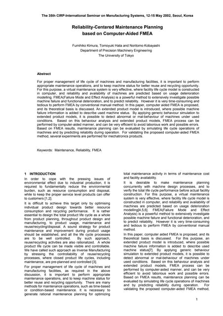 A CASE STUDY ON PREVENTIVE MAINTENANCE | PDF