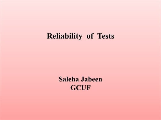 Reliability And Its Types Split Half Method And Test Retest Methods Ppt
