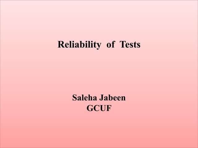 Reliability and its types: Split half method and test retest methods ...