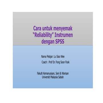 Instrument Reliability instrument using SPSS | PDF
