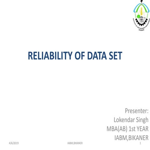 Reliability of data set | PPTX