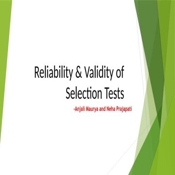Reliability Validity Of Selection Tests Pptx