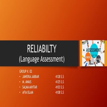 RELIABILTY (Language Assessment) (Inter-rater reliability .pptx