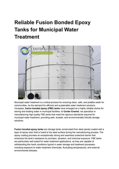 Fusion Bonded Epoxy Tanks as Wastewater Storage Tanks A Comprehensive ...