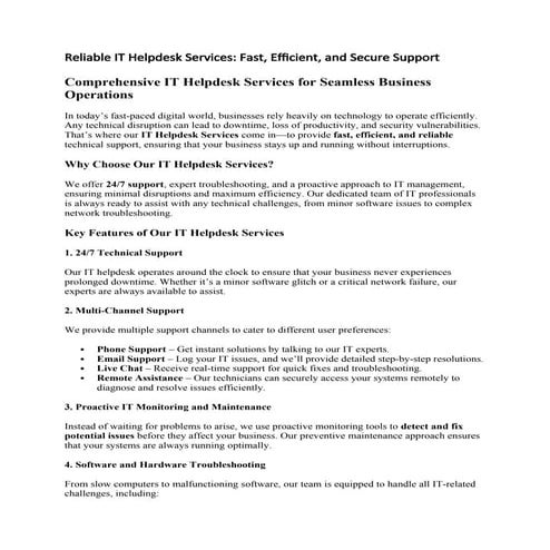 Enhancing Business Operations Through Efficient IT Support | PDF