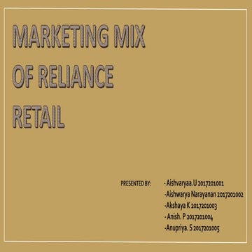 Reliance Retail - Marketing Mix | PPTX