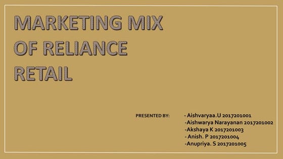 Retail analytics reliance | PPT