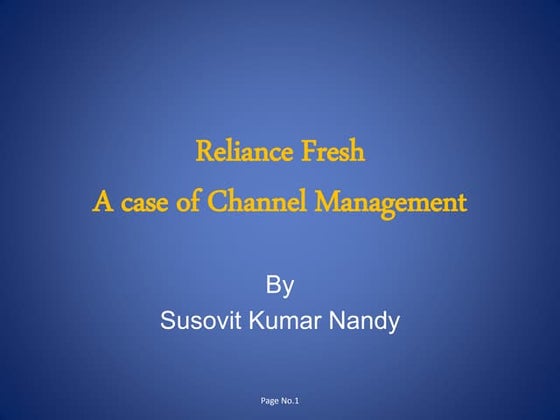 Reliance fresh | PPTX | Agriculture | Industries