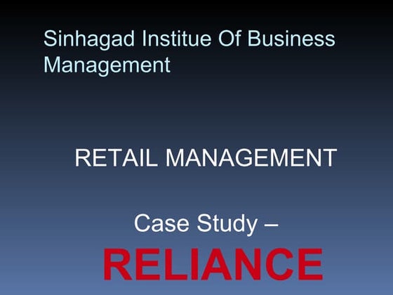 Retail analytics reliance | PPT