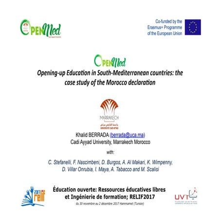 RELIF2017: OpenMed: Opening up education in the South-Mediterranean Countries: the case study of ...