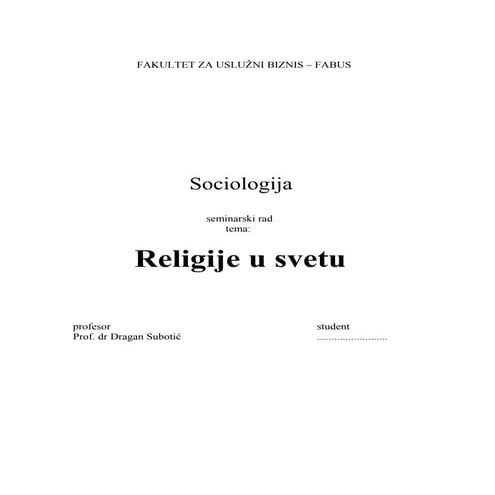 Religije u svetu uvod u sociologiju | DOC | Spirituality | Religion ...