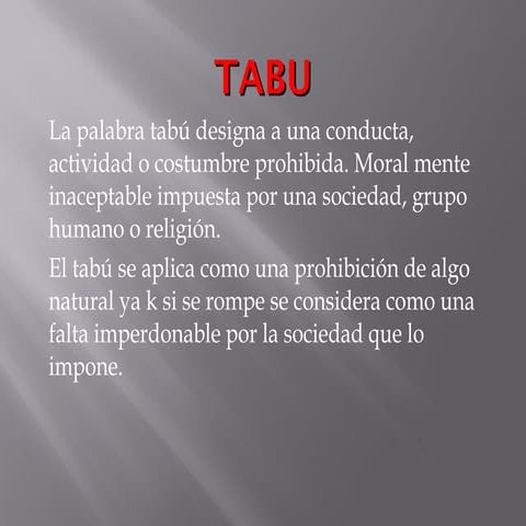 Tabù, totem y religiòn | PPTX