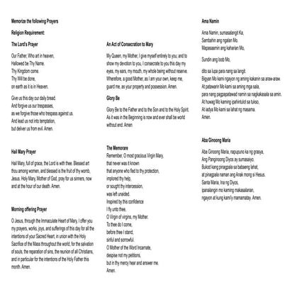 Religion 4 Prayer to Memorize for Grades 4 | DOCX