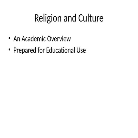 Exploring the Interconnection of Religion and Culture in Society | PPTX
