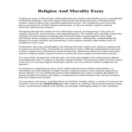Religion And Morality Essay. Washington College | PDF