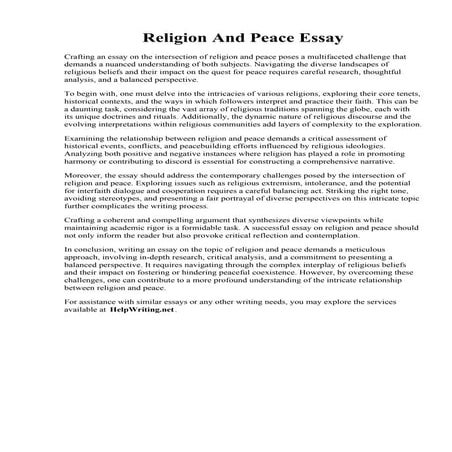 Religion And Peace Essay. Essay On Religion And Peace Studies of ...
