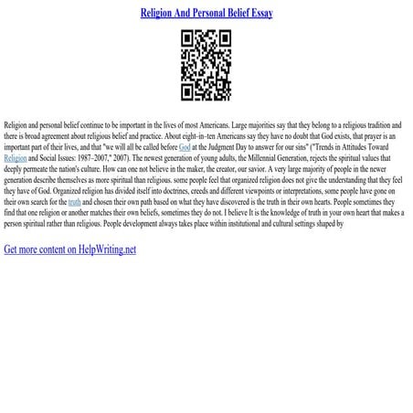 Religion And Personal Belief Essay | PPT