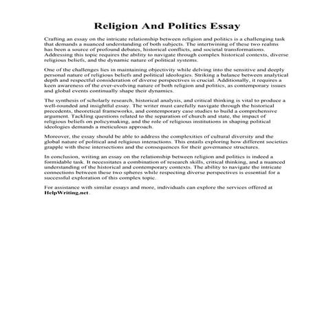 Religion And Politics Essay. Christianitys Contributions with two other ...