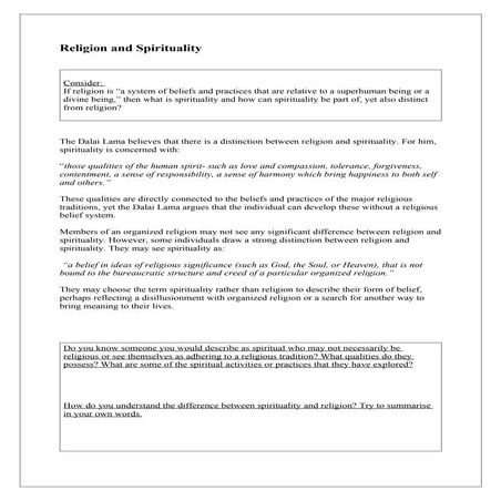 Religion And Spirituality | DOC